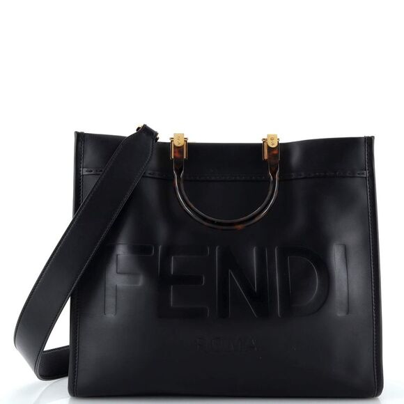 Fendi | Bags | Fendi Sunshine Shopper Tote Leather Medium Black | Poshmark